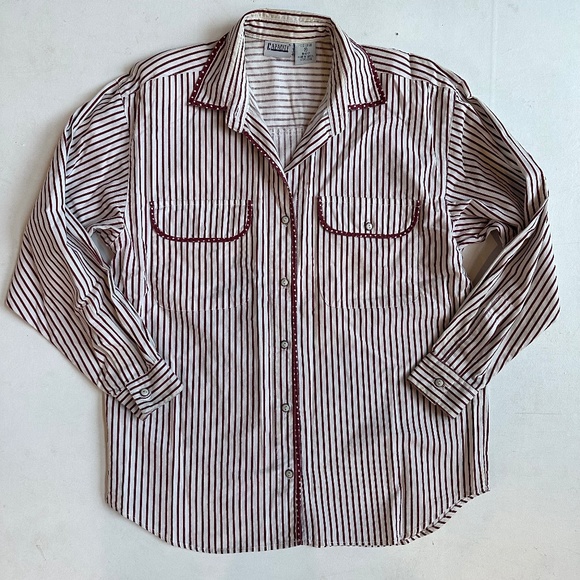 Vintage | Tops | Vintage 7s Capacity Red Striped Button Down Shirt ...
